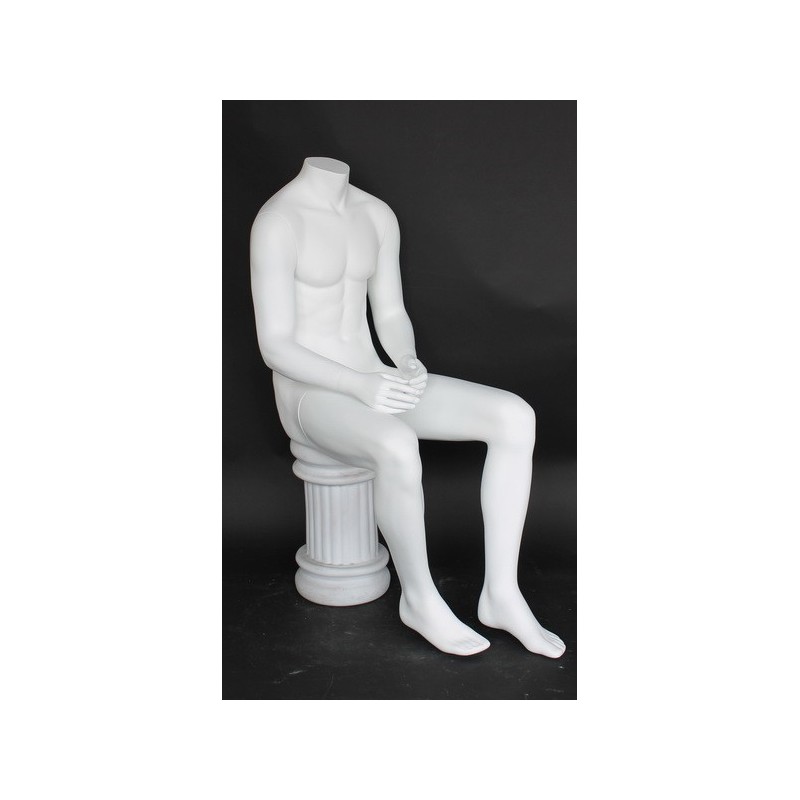 4 ft 7 in Headless Sitting Male Mannequin Matte white STM050-WT