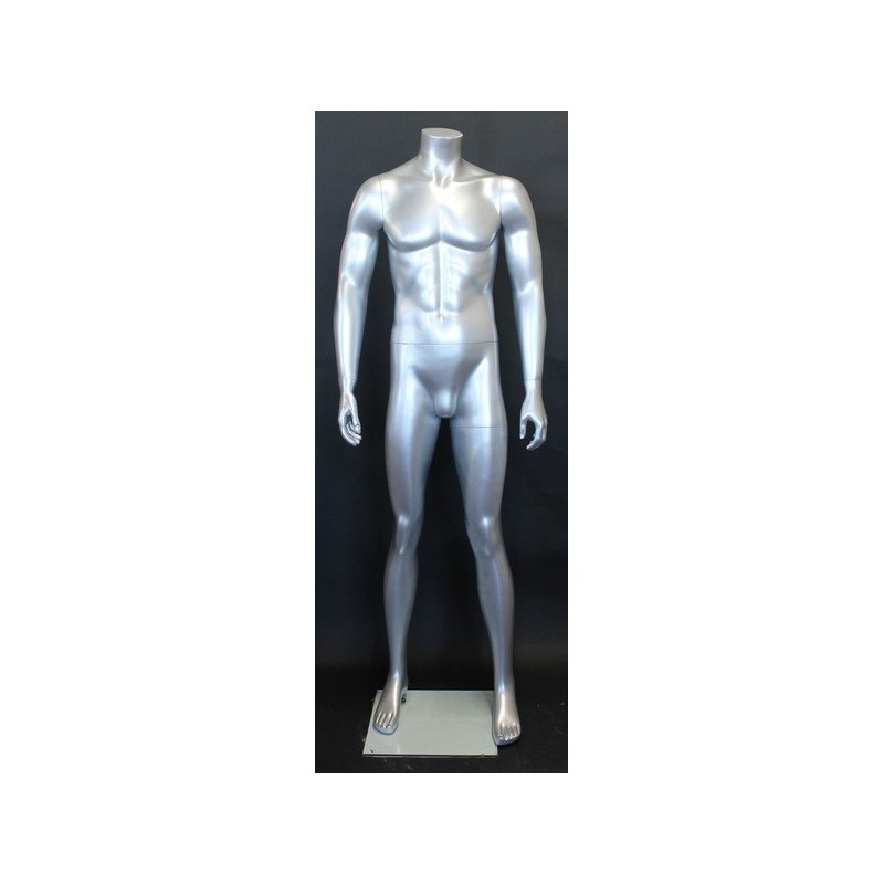 5 ft 8 in Headless Full Body Male Mannequin Matte Silver STM001-ST