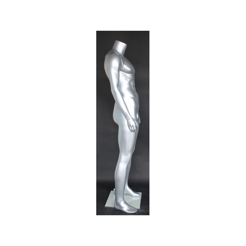 5 ft 9 in Headless Full Body Male Mannequin Matte Silver STM051-ST