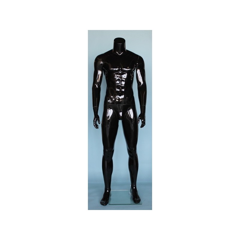 Glossy Black 5 ft 9 in Headless Full Body Male Mannequin STM051-HB