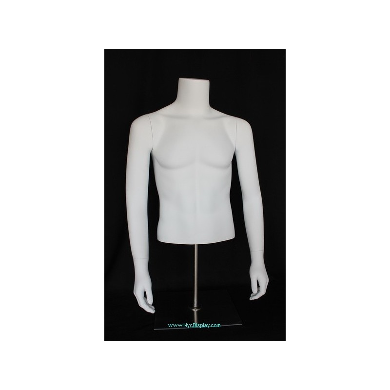 46 in H Male Torso mannequin with Arms and Metal Base MT66-WM
