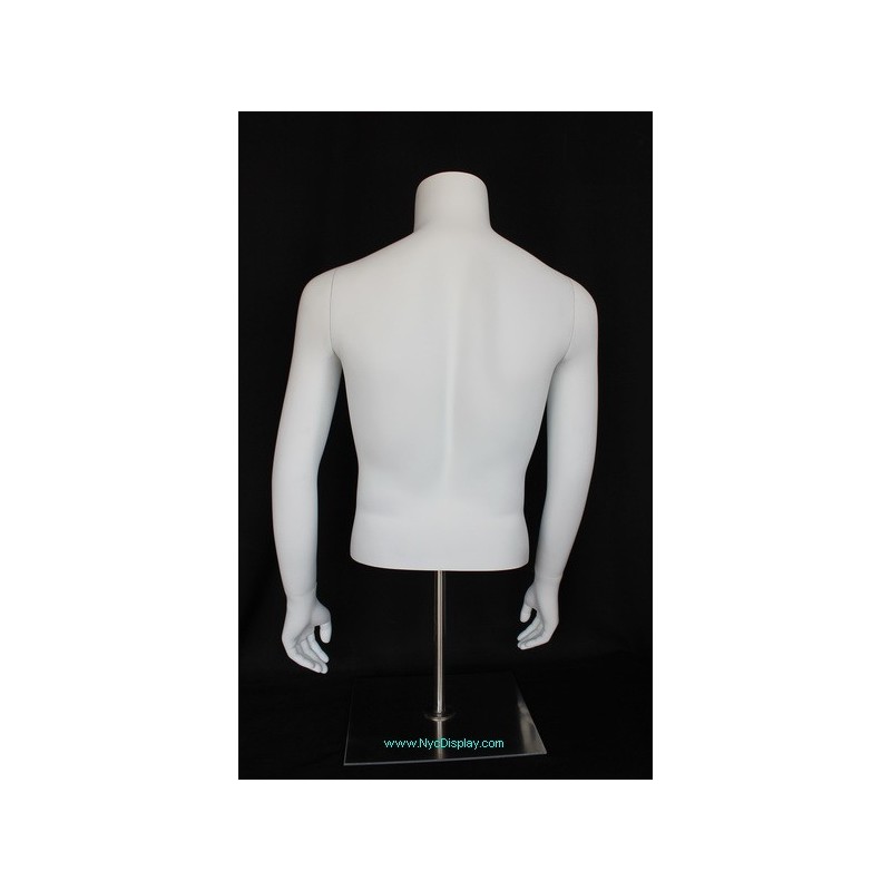 46 in H Male Torso mannequin with Arms and Metal Base MT66-WM