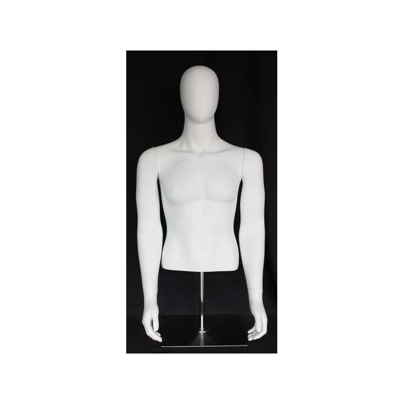 4 ft H Egg Head Male Torso mannequin with Arms Metal Base MT66E-WM