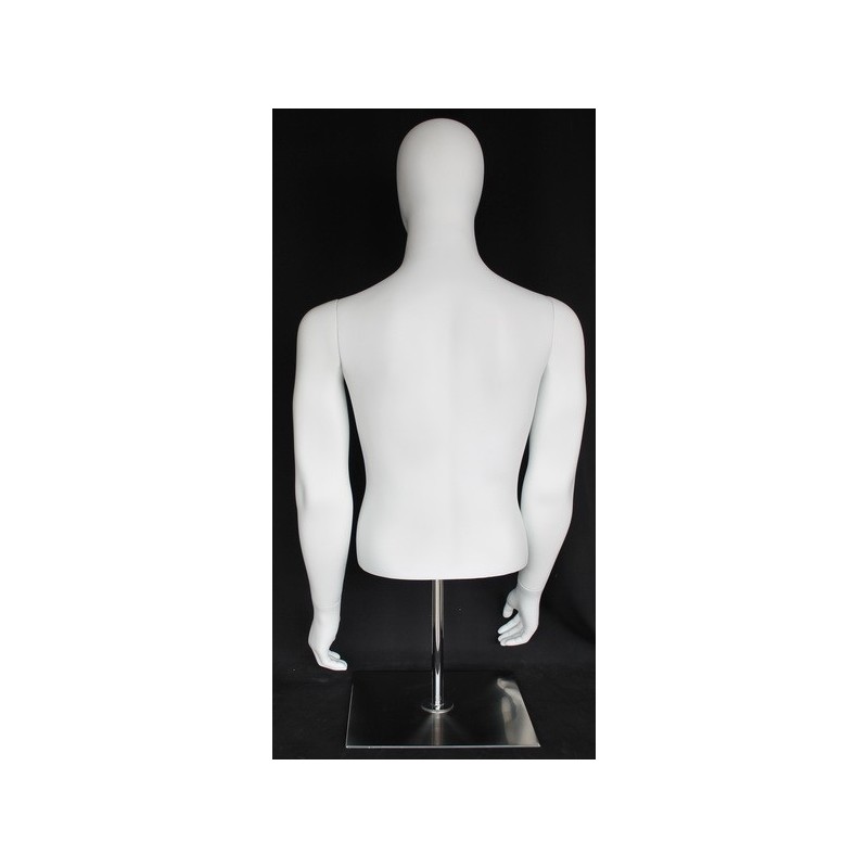 4 ft H Egg Head Male Torso mannequin with Arms Metal Base MT66E-WM