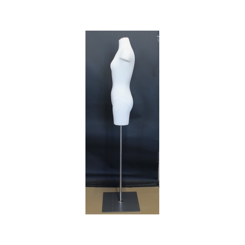 Size 4 White Female 3Q Dress form mannequin Metal Base BF4-WM
