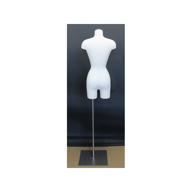 Size 4 White Female 3Q Dress form mannequin Metal Base BF4-WM