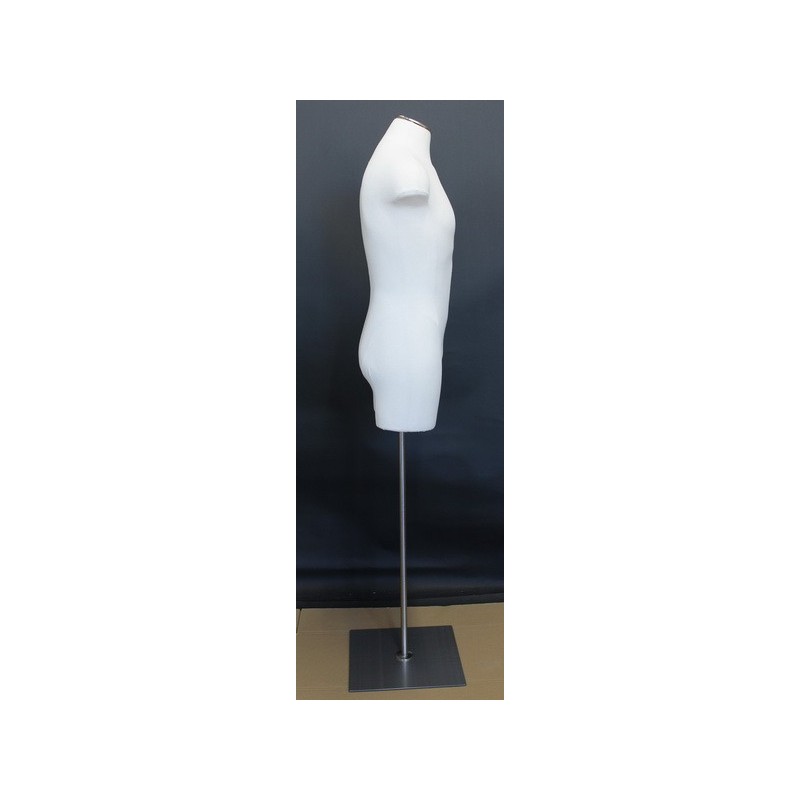 Size L White Male 3Q Body form mannequin Metal Neck Base MDF4-WM