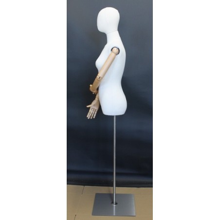 Female Half Body mannequin wooden Arms Floor Metal Base BFWH-1WM