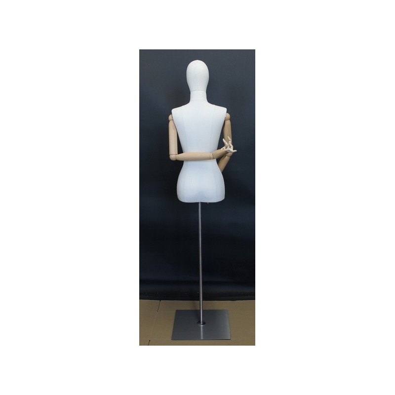 Female Half Body mannequin wooden Arms Floor Metal Base BFWH-1WM