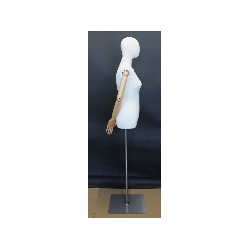 Female Half Body mannequin wooden Arms Floor Metal Base BFWH-1WM