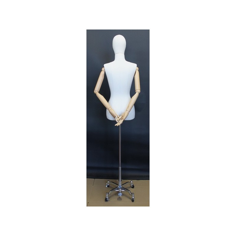 Female Half Body mannequin Arms 4 Wheel Chrome Base BFWH-1-DMB-CH